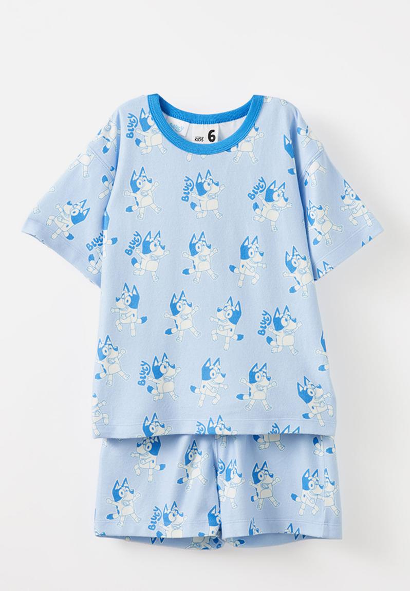 Damon short sleeve pyjama set license - lcn blu dawn blue/bluey yardage