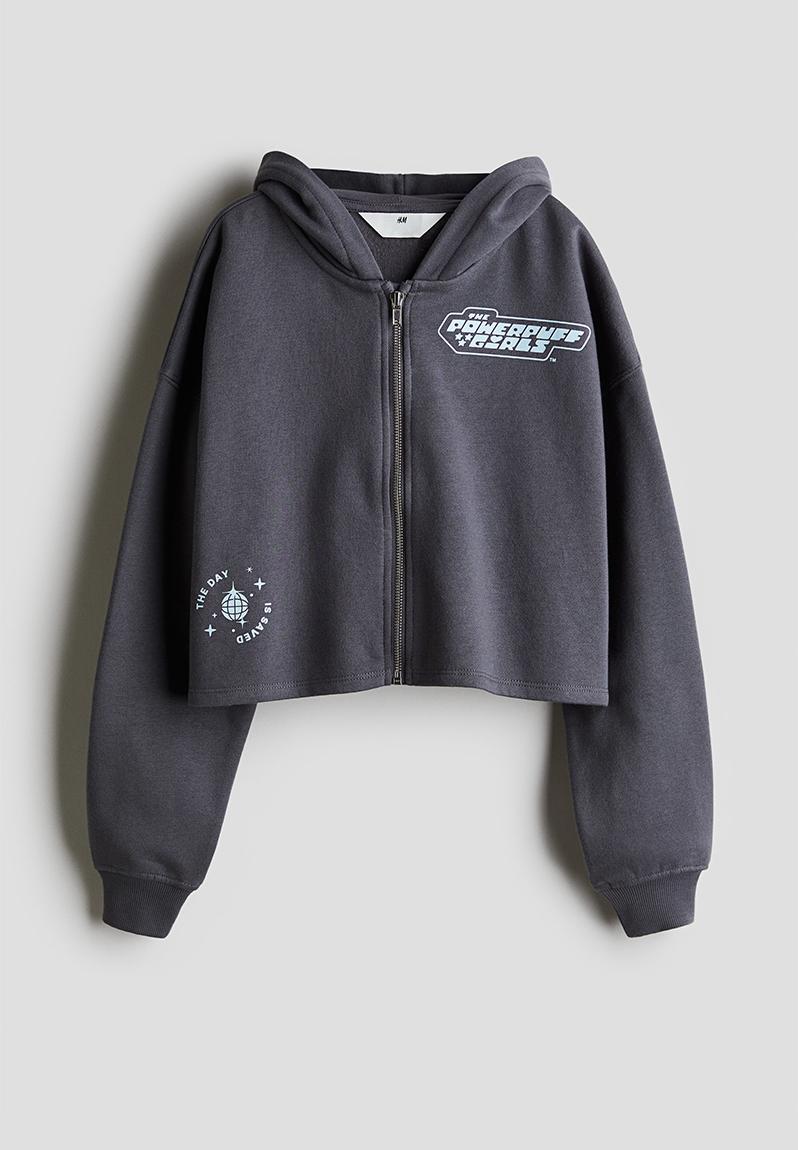 Cropped print-detail hoodie - grey/the powerpuff girls - 1264901002 H&M ...