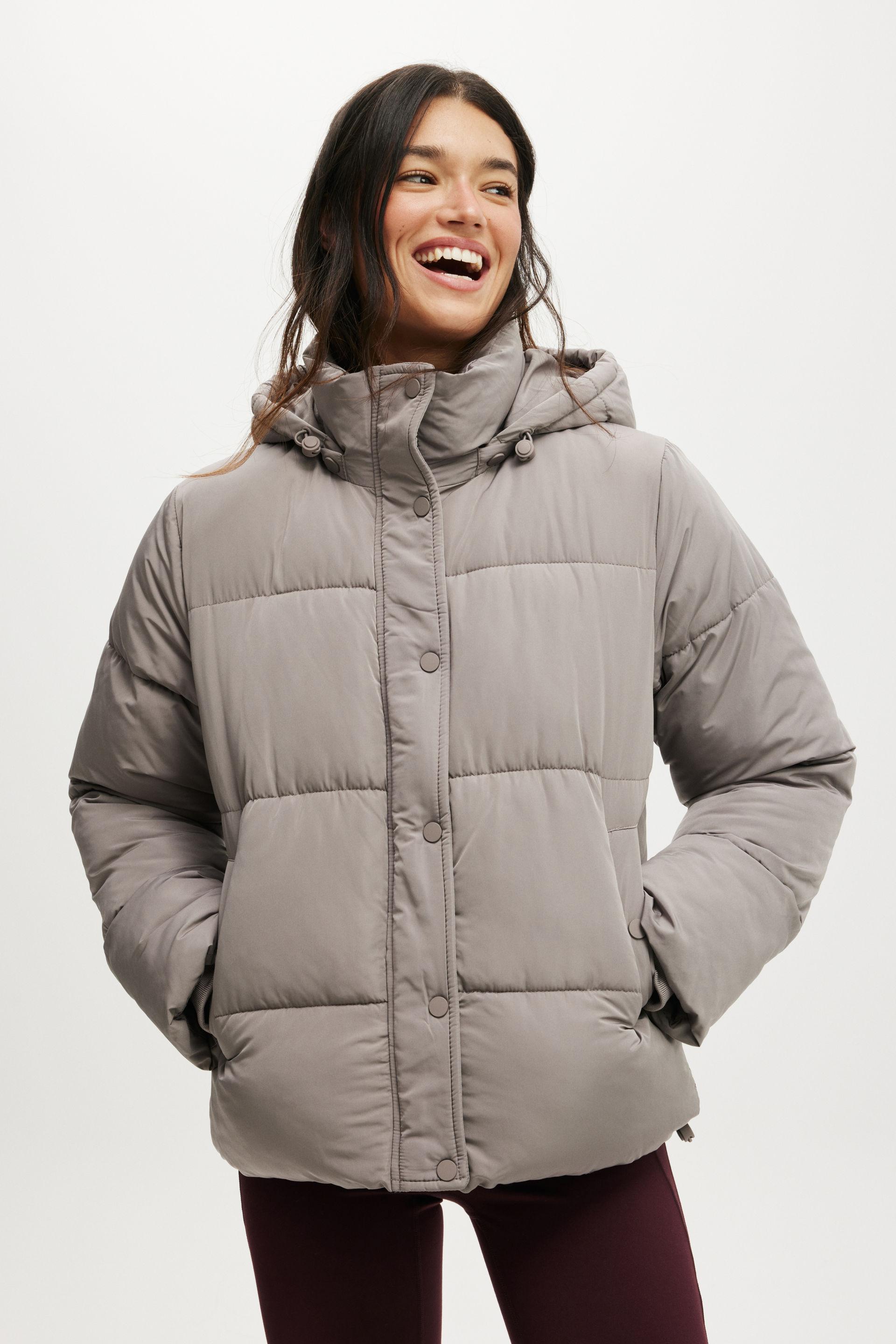 The Mother Puffer Removable Hood Jacket - Desert Grey