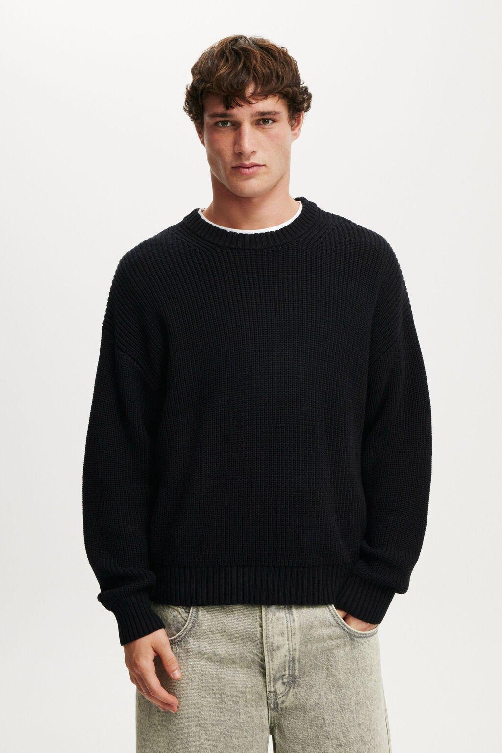 Box Fit Crew Knit - Black