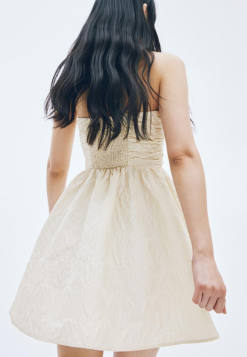 Jacquard-weave mini dress - light beige - 1264263001
