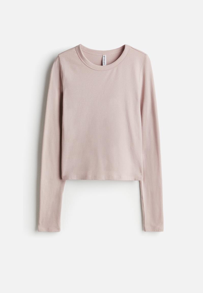 Long-sleeved top - light dusty pink - 1158565025