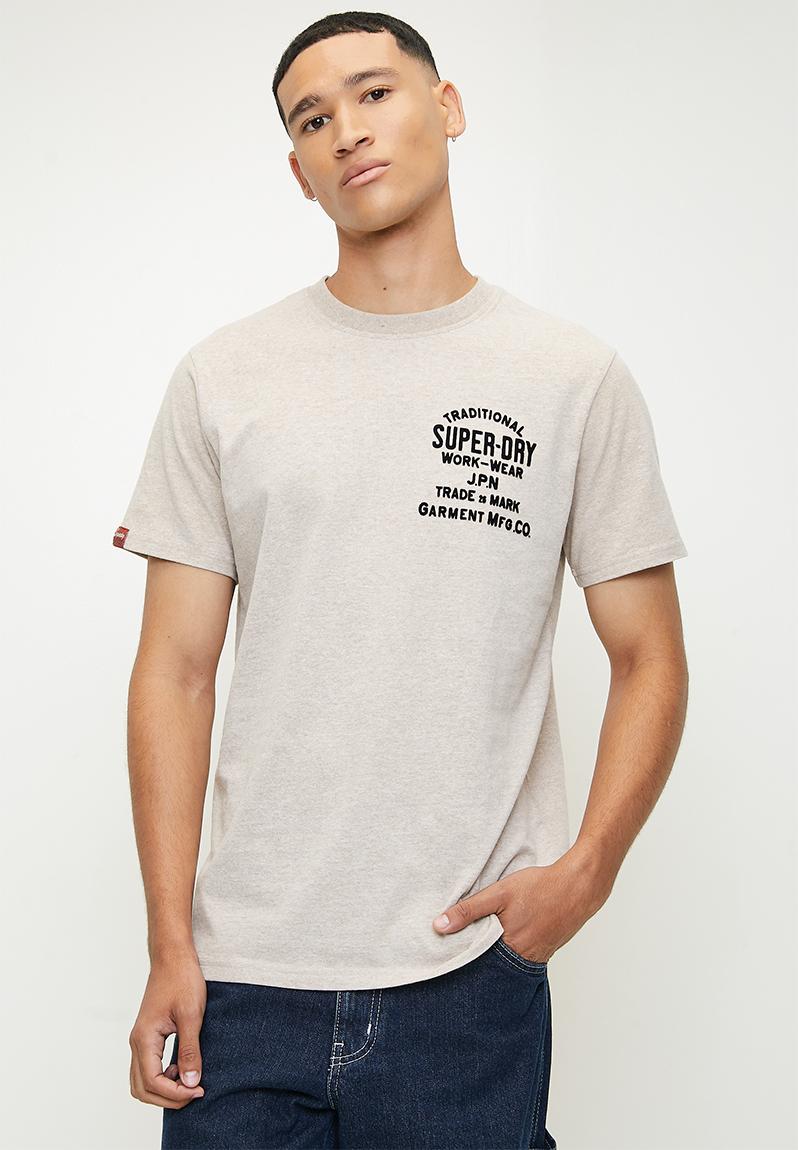 Workwear Flock Graphic T-Shirt - Lavin Beige Marl