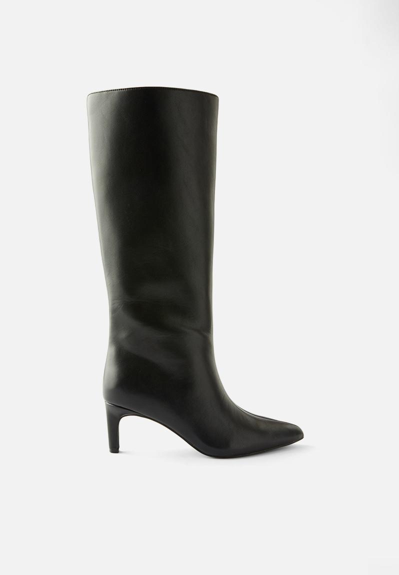 Sofia tall stiletto boot - black smooth