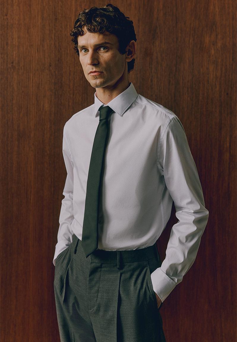 Slim fit stretch shirt - white - 1257590001