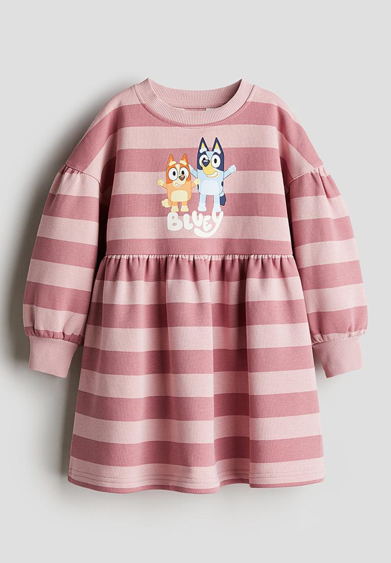Printed sweatshirt dress - dusty pink/bluey - 1252911006