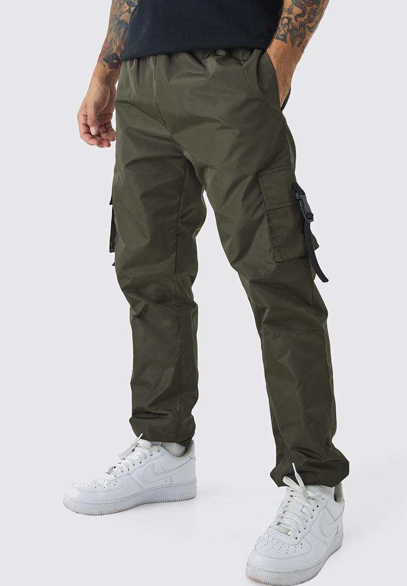 Elasticated Waist Slim Fit Man Shell Cargo Jogger - khaki