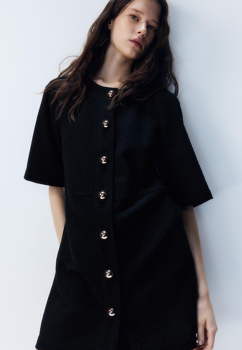 Button-front dress - black - 1251577005