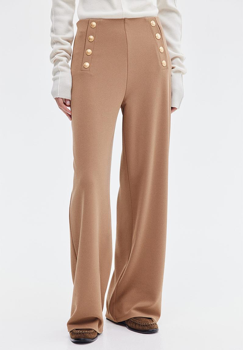 Button-front trousers - dark beige - 1133068017