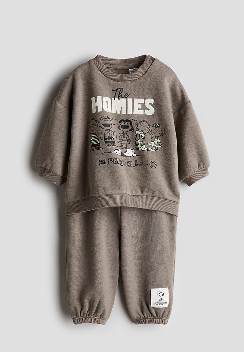 2-piece sweatshirt set - greige/snoopy - 1262221003