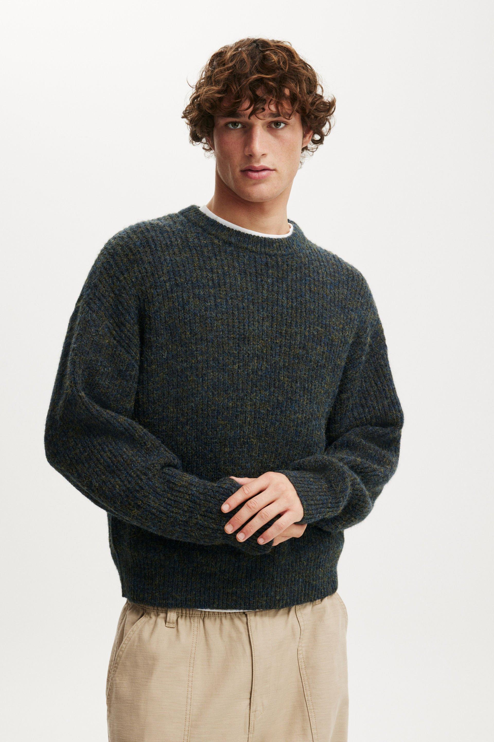 Box fit crew knit - navy multi
