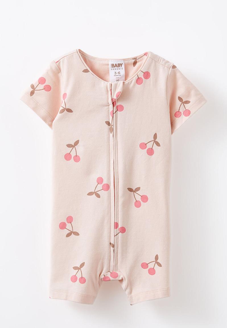 The short sleeve zip romper - pink pearl/summer cherries Cotton On ...