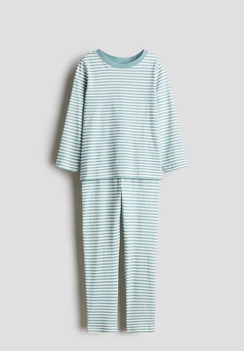 Patterned jersey pyjamas - turquoise/striped - 1230478010