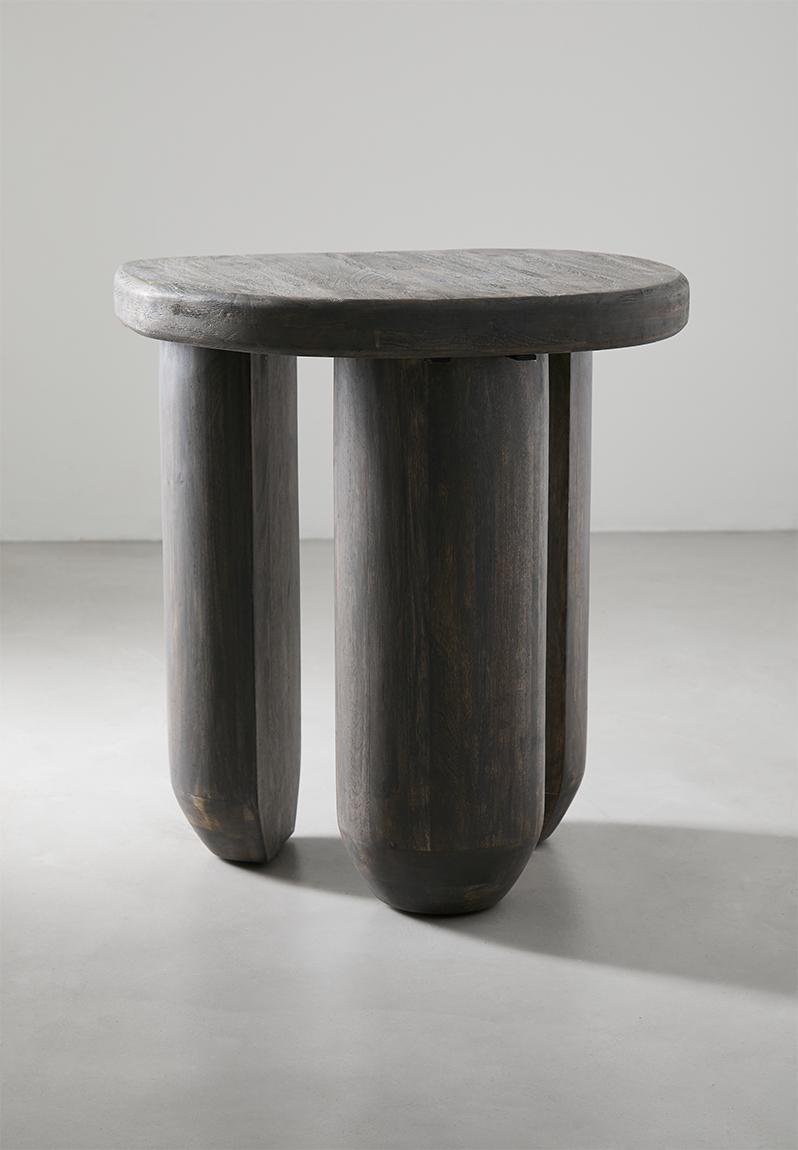 Trey wood side table-grey