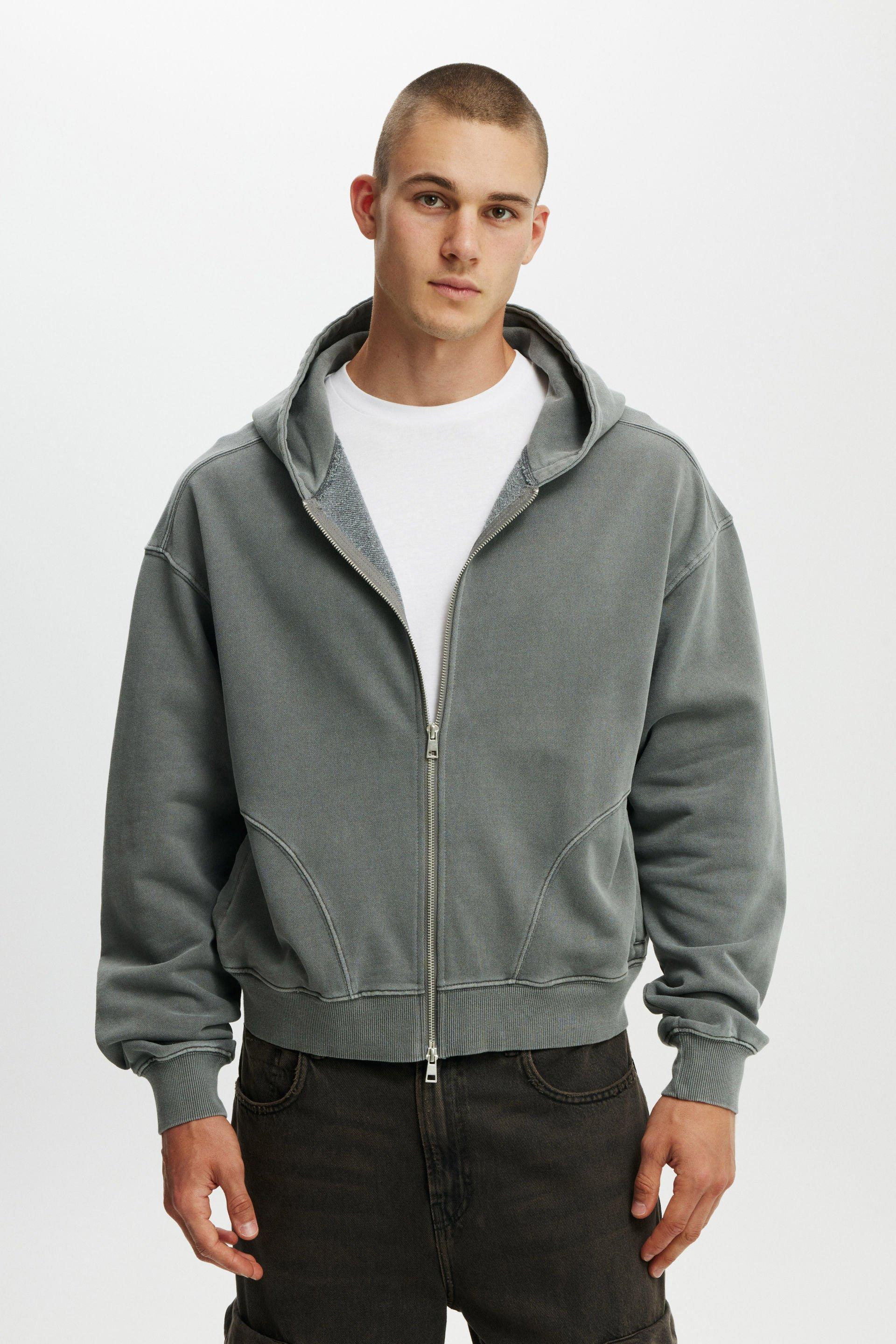 Cropped Zip Up Hoodie - Slate Stone