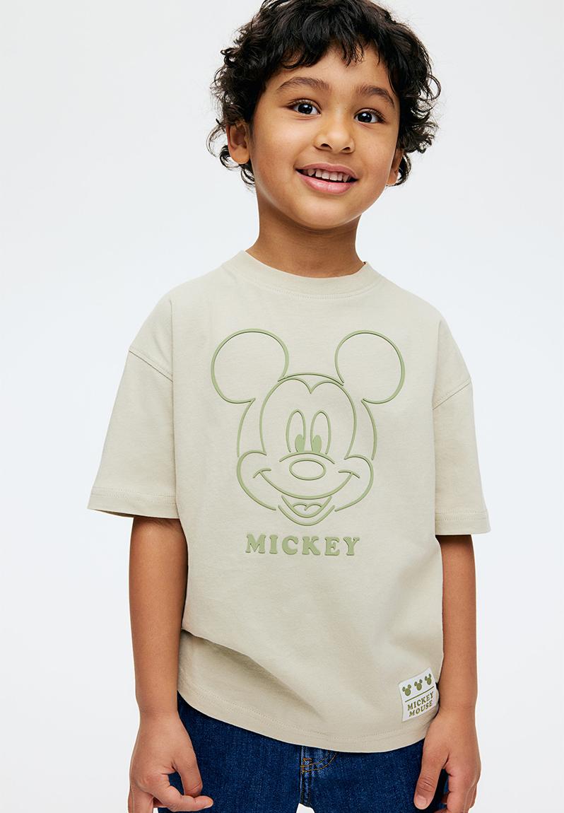 Oversized printed t-shirt - light khaki green/mickey mouse - 1269368003 ...