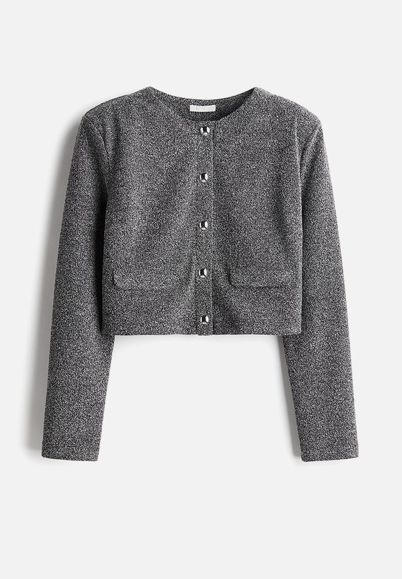 Shoulder-pad cardigan - black marl - 1274435002