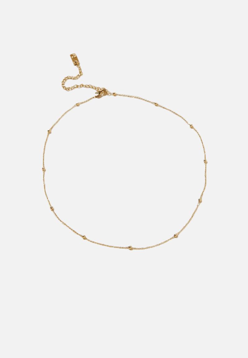 Waterproof fine chain necklace- gold plated satelite chain