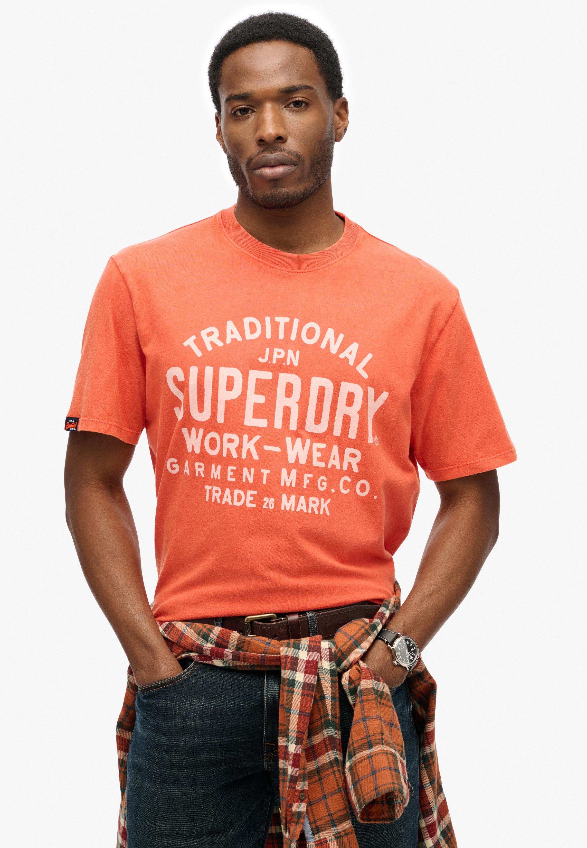 Machined Goods Workwear Tee - Denim Co Rust Orange Superdry. T-Shirts ...