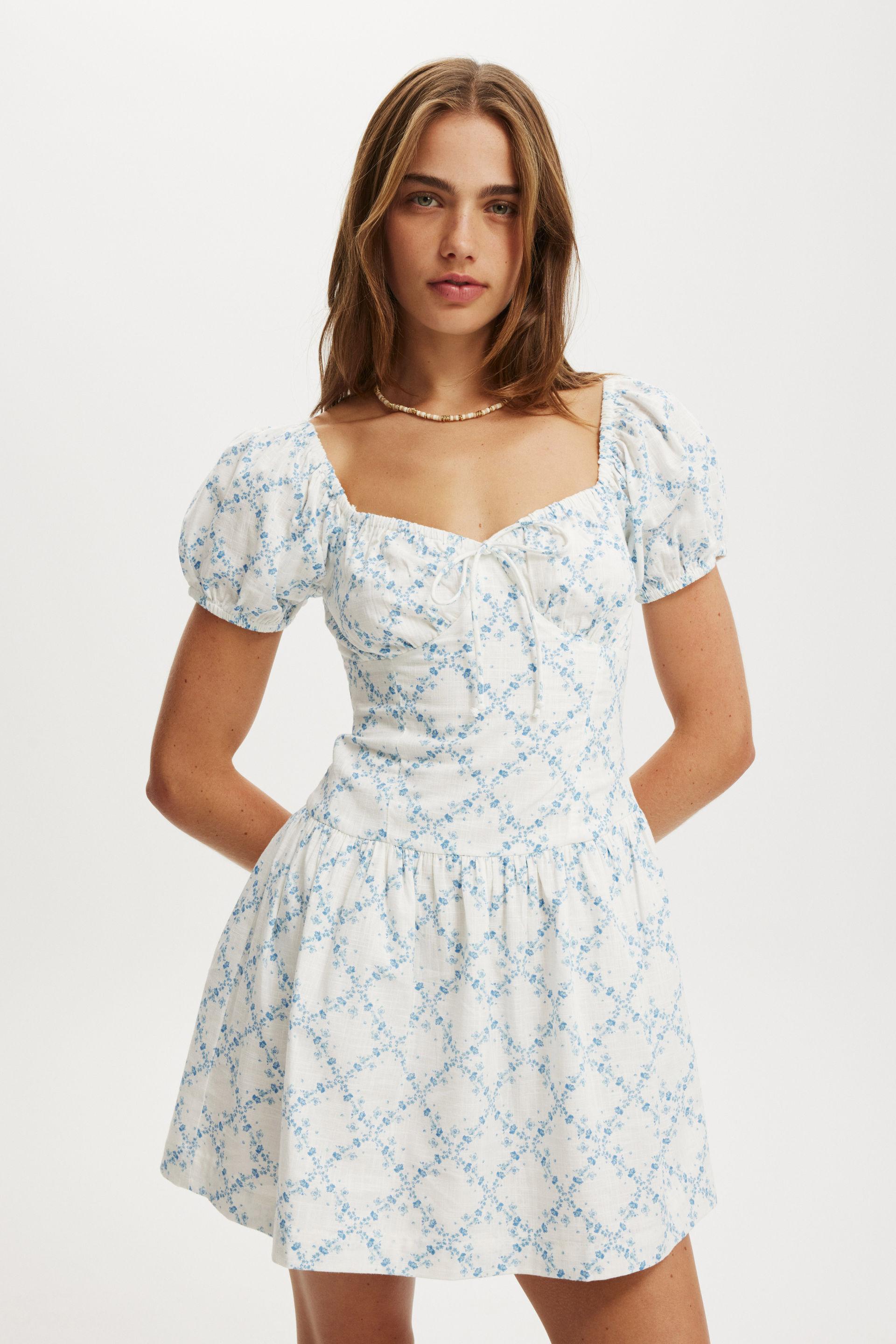 Wren lace trim mini dress - print
