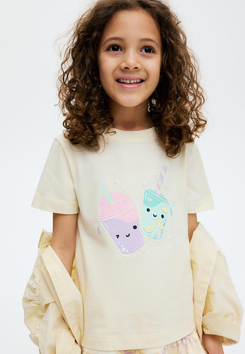 Motif-detail t-shirt - light yellow/smoothies - 1276546003 H&M Tops ...