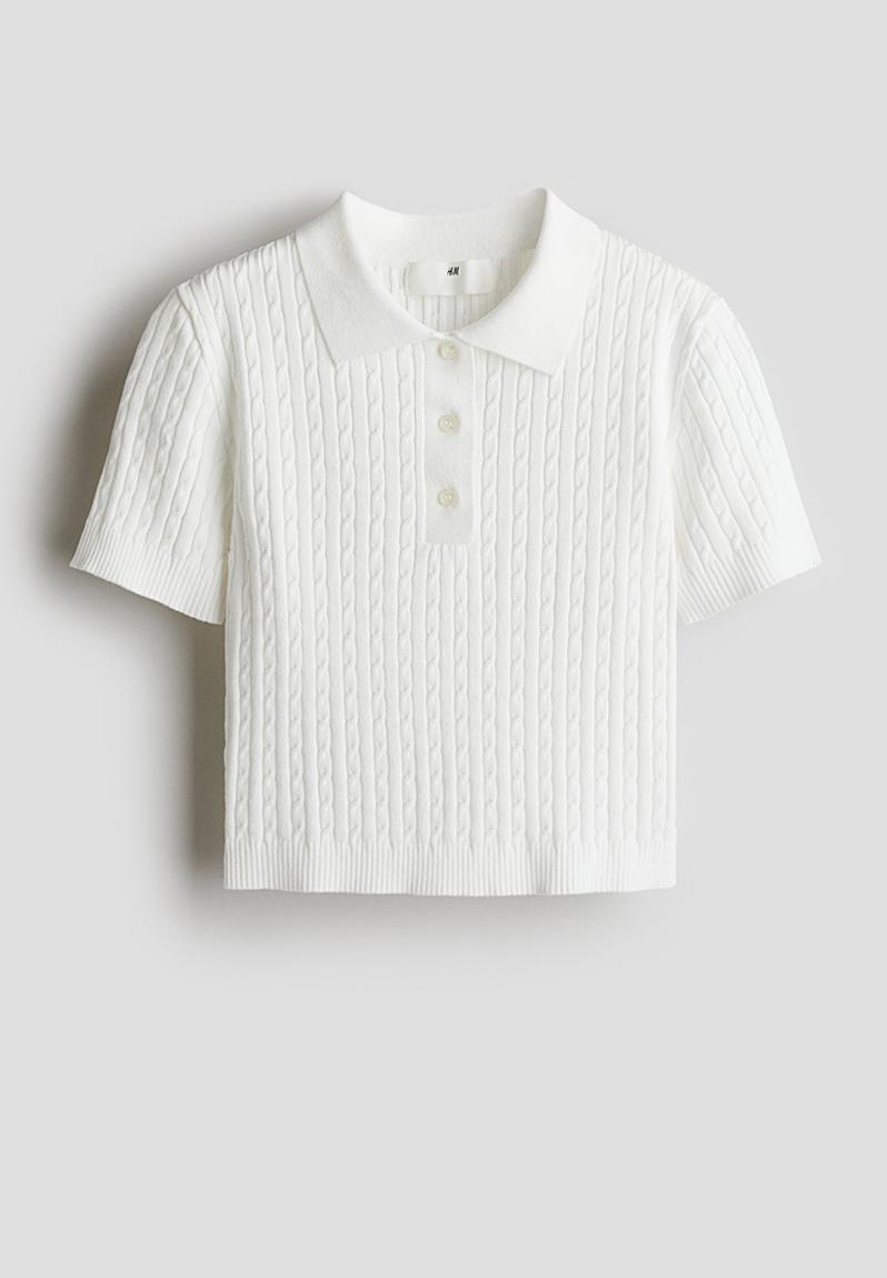 Short cable-knit top - white - 1269306001