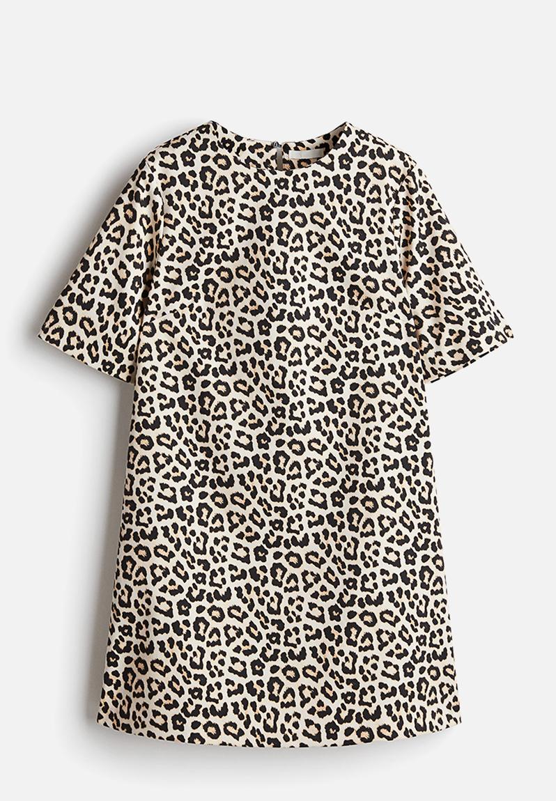 A-line dress - light beige leopard print - 1247028005