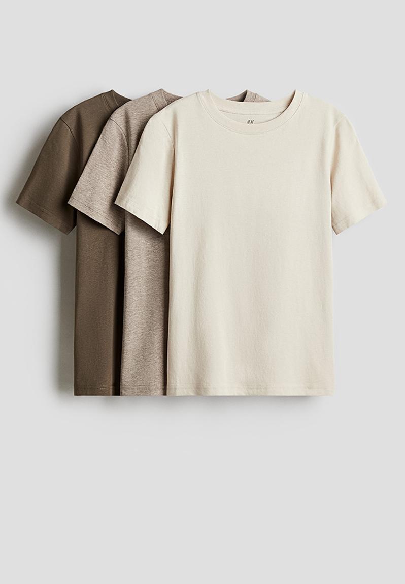 3-Pack t-shirts - light beige/dark beige - 0568593065