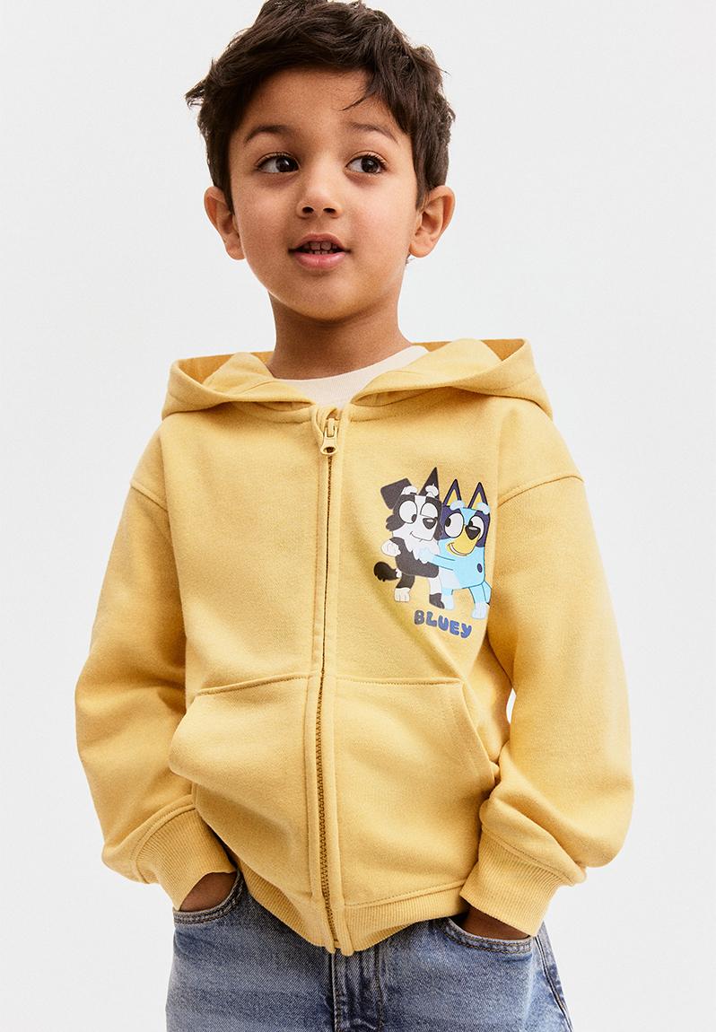 Printed zip-through hoodie - yellow/bluey - 1241729003