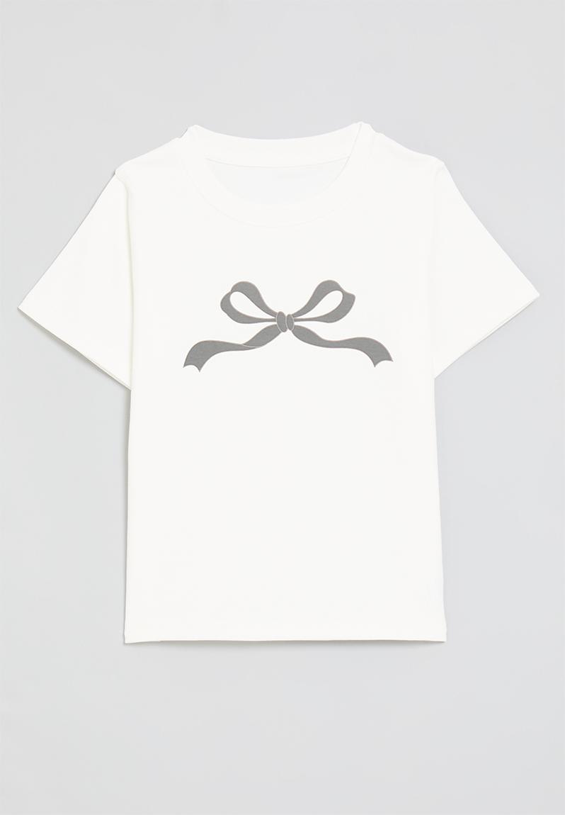Bow print tee-white 4