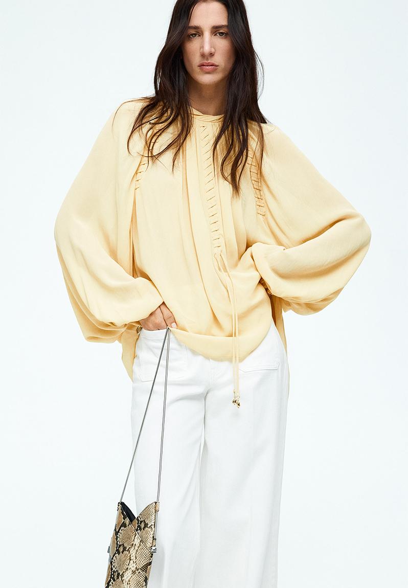 Oversized chiffon blouse - light yellow - 1284882001