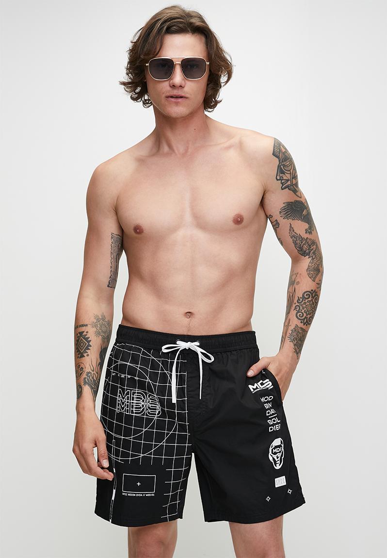 Mds Aviator Pool Short - Black Regular Fit Pool Shorts Black