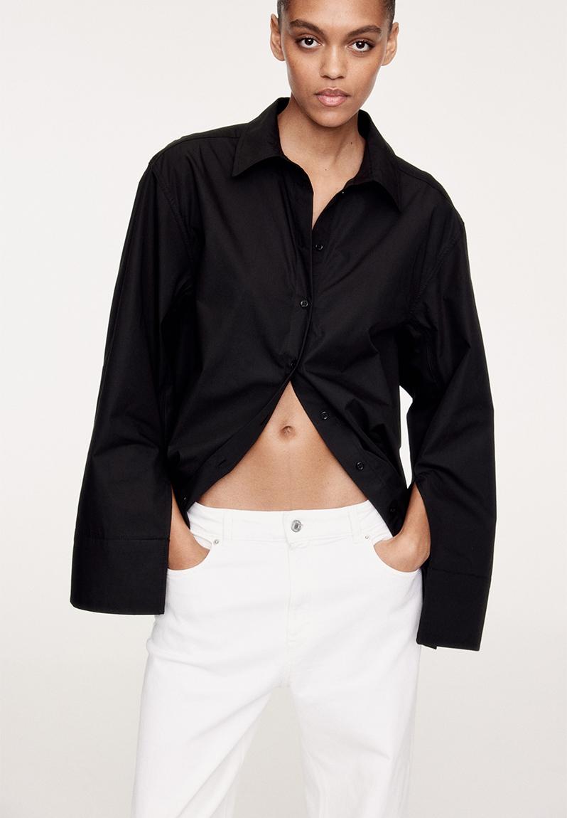 Slit-cuff shirt - black - 1282813002