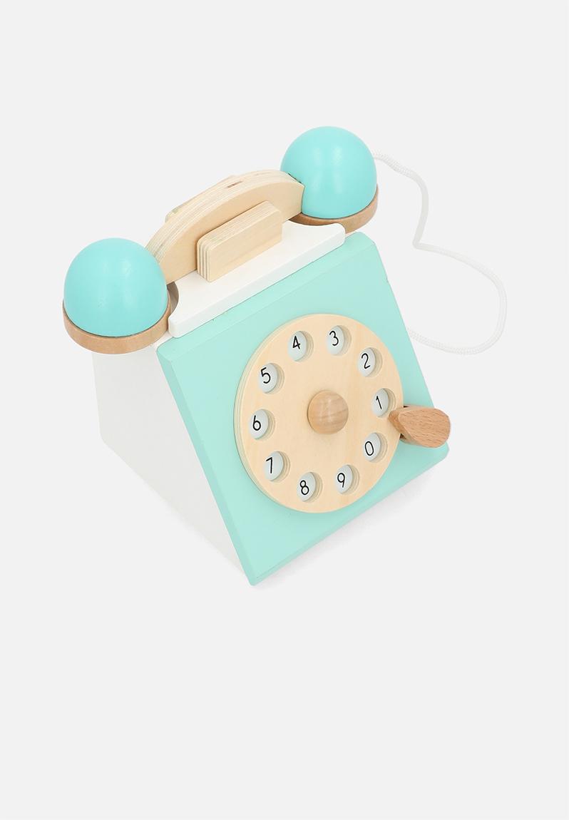 Wooden telephone-aqua blue