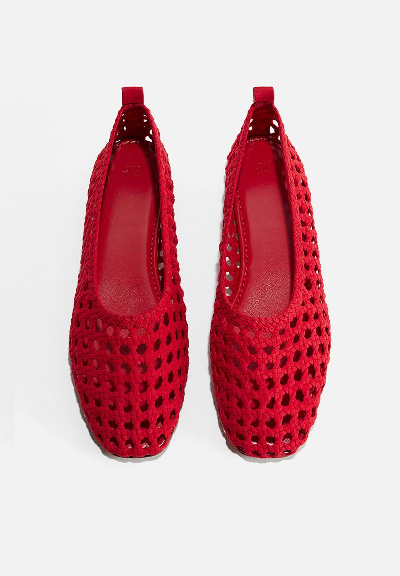 Braided ballet pumps - bright red - 1269795002