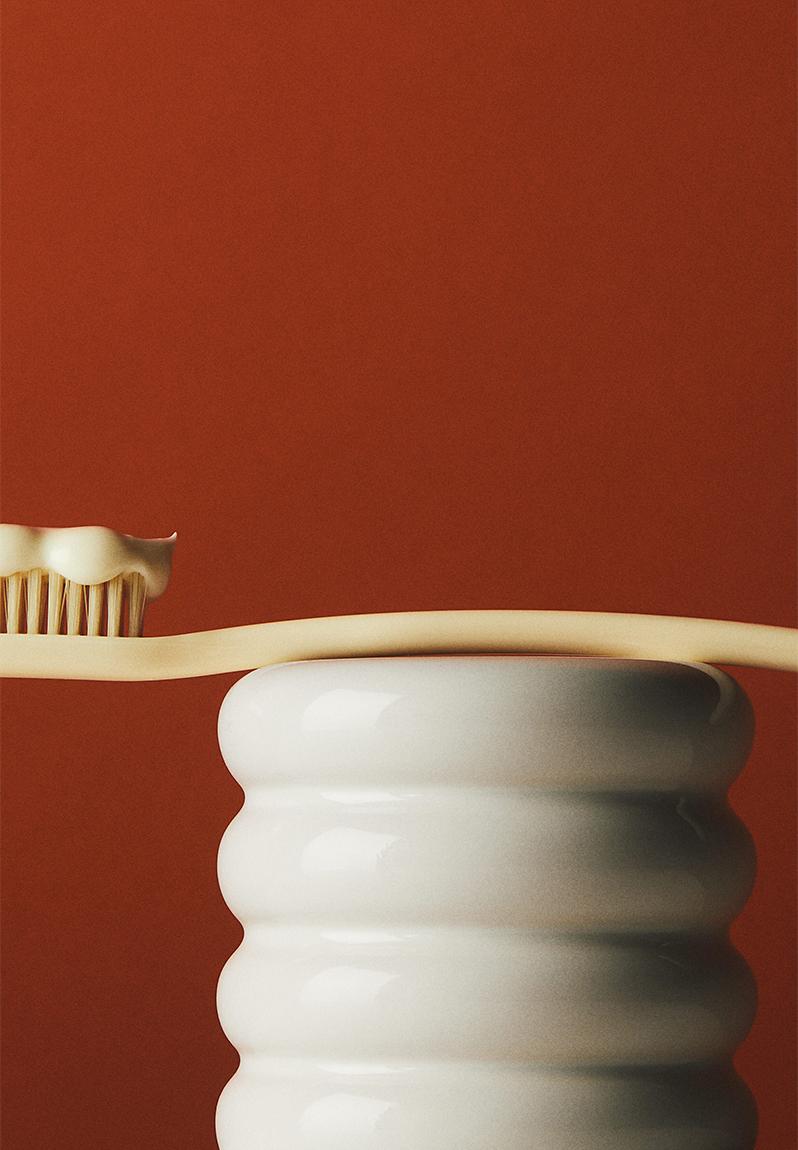 Stoneware toothbrush mug - white - 1260566002