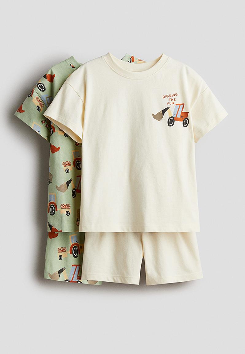 2-pack cotton pyjamas - green/tractors - 1272069003