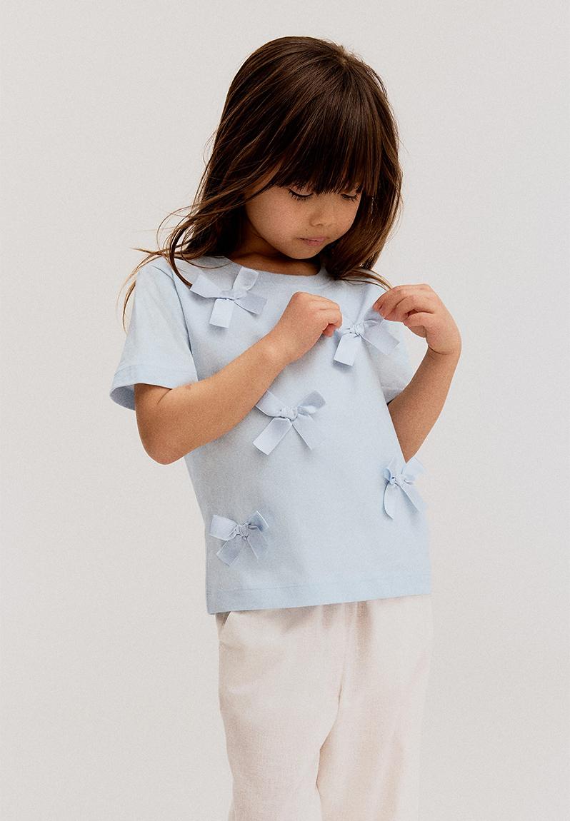 Motif-detail t-shirt - light blue/bows - 1276546007 H&M Tops ...