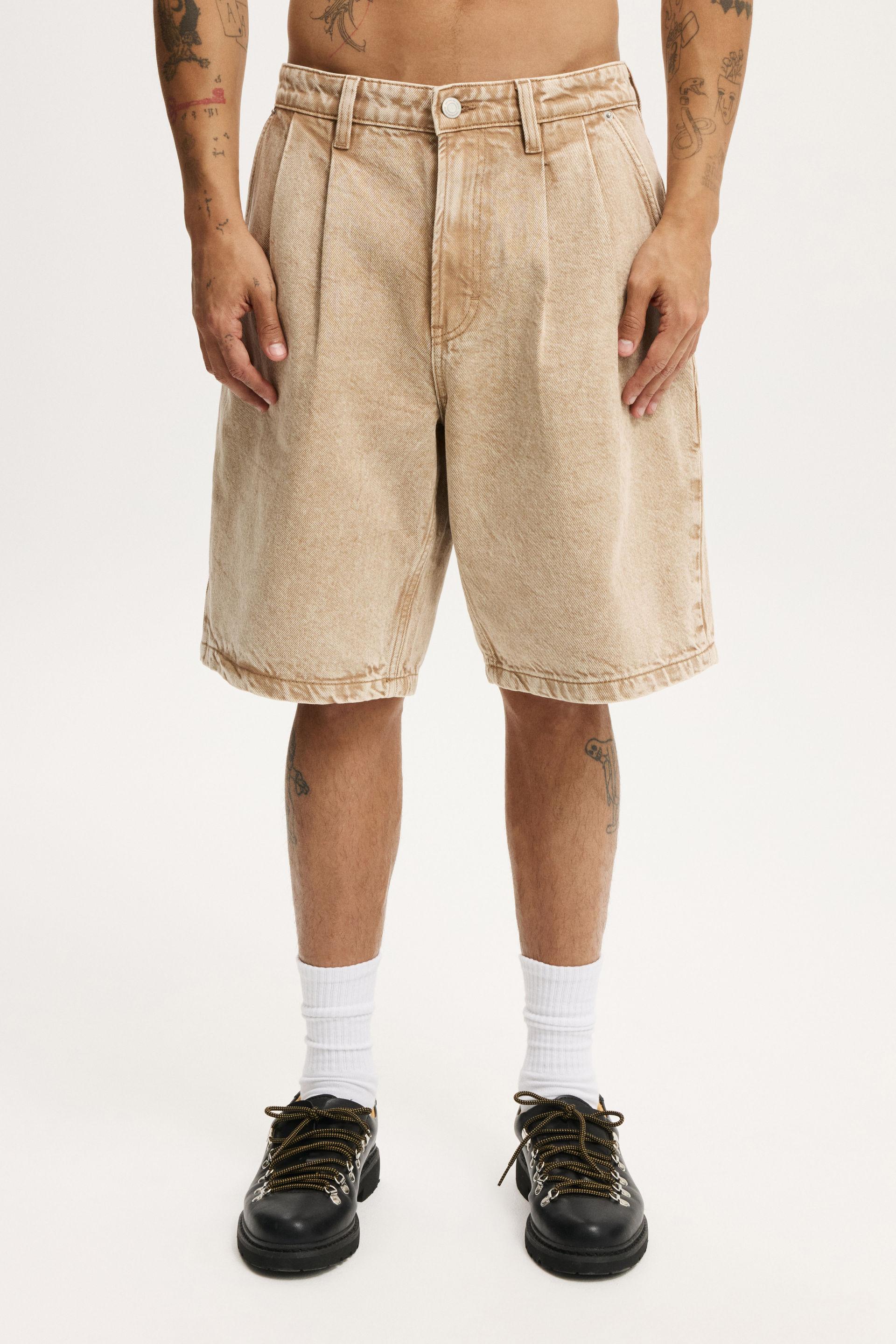 Baggy Denim Short - Pleat Cinnamon