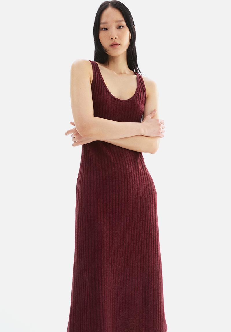Rib-knit dress - burgundy - 1290595001