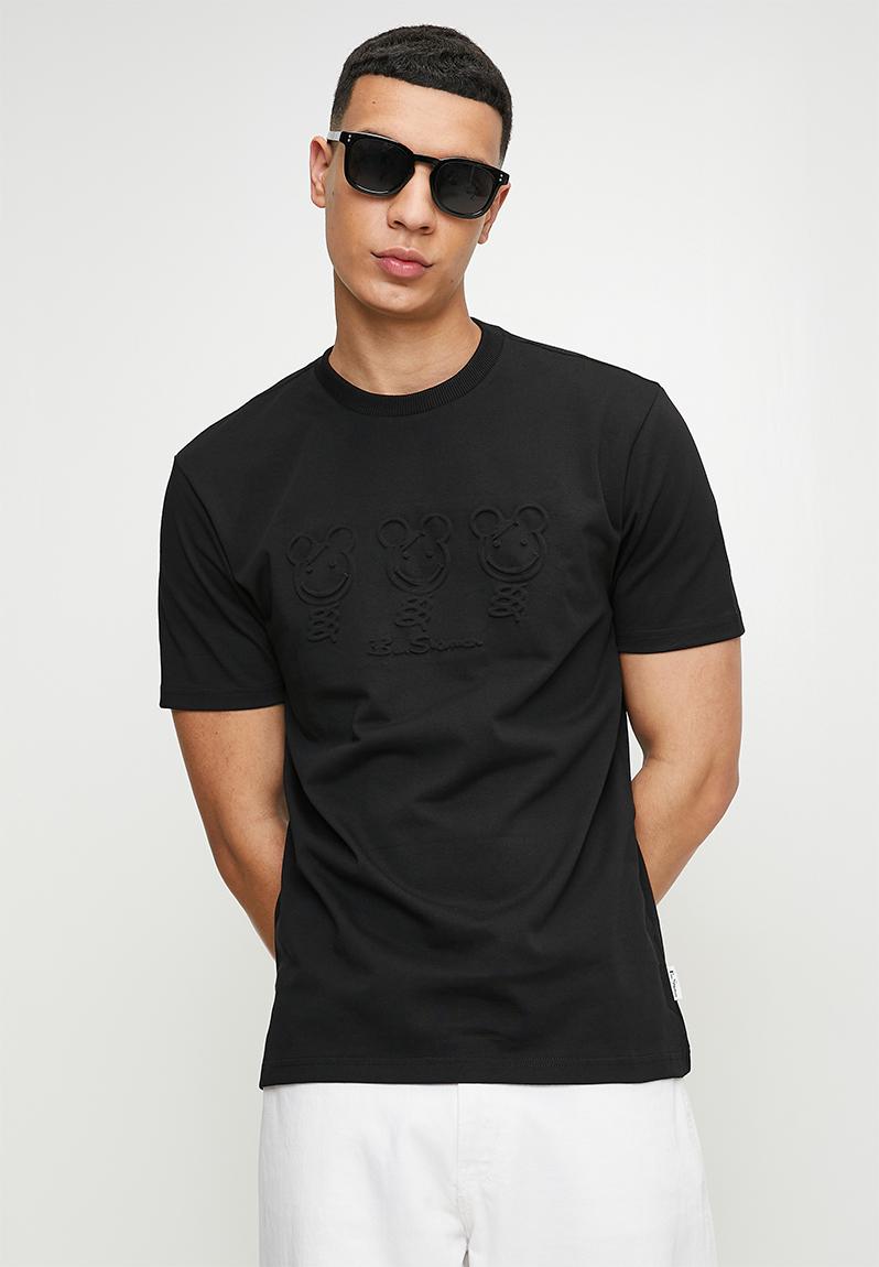 Trio Bears Embossed Tee Shirt - Black