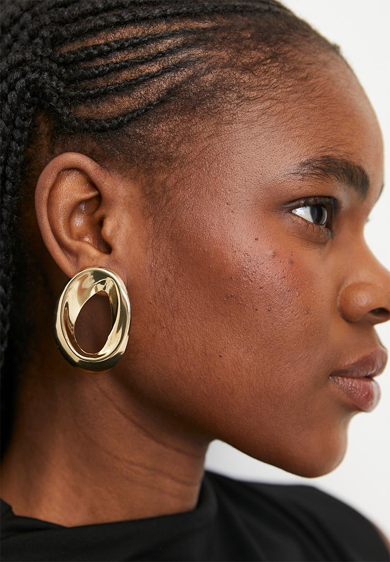 Iona oversized abstract hoop earrings-gold Tessa Design Jewellery ...