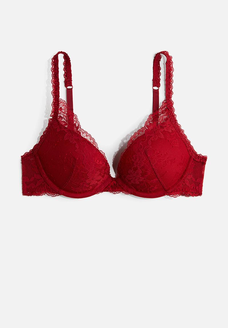 Lace super push-up bra - dark red - 1304128001