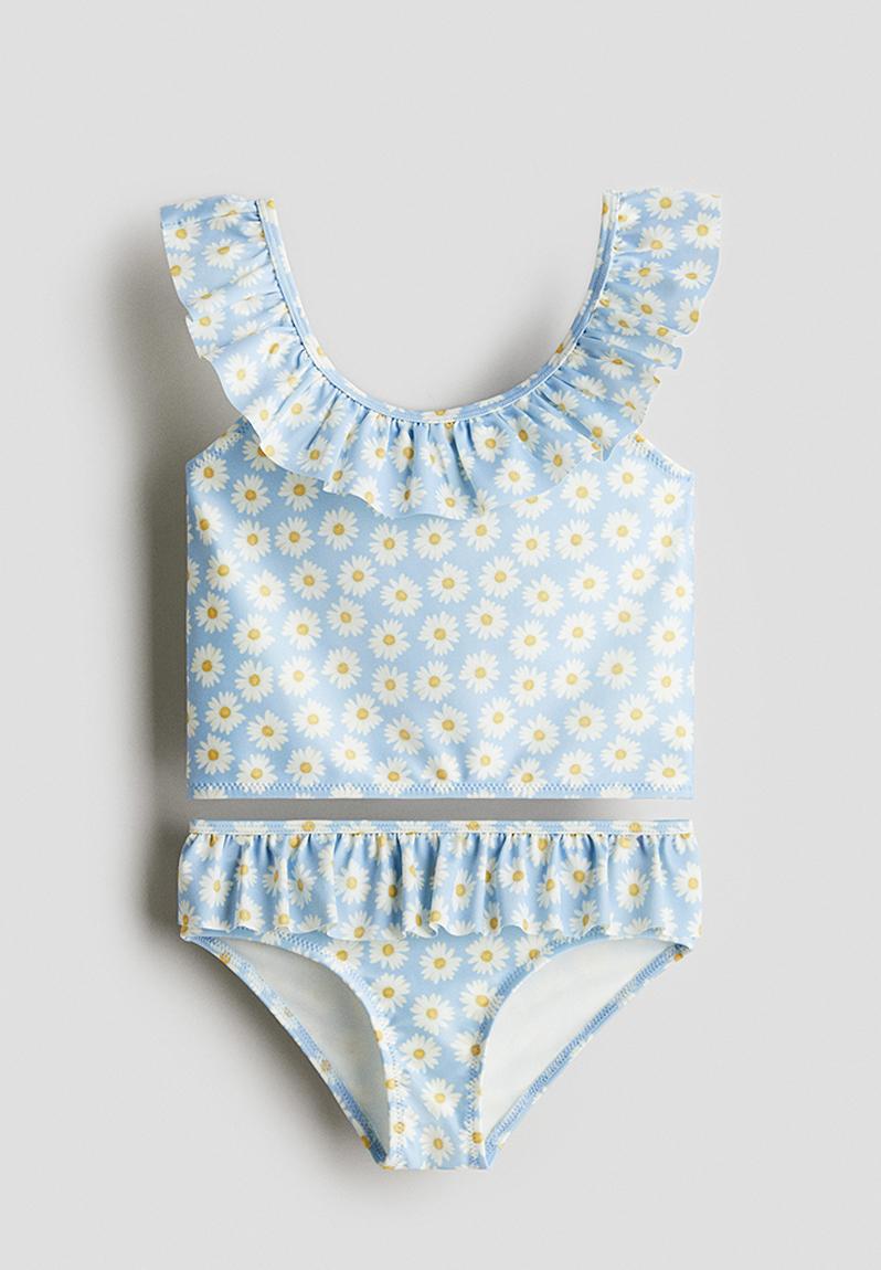 Flounce-trimmed tankini - light blue/floral - 1255521002