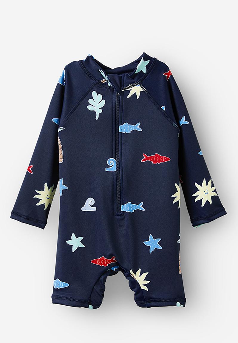 Cameron long sleeve swimsuit -navy ink/tropical tides
