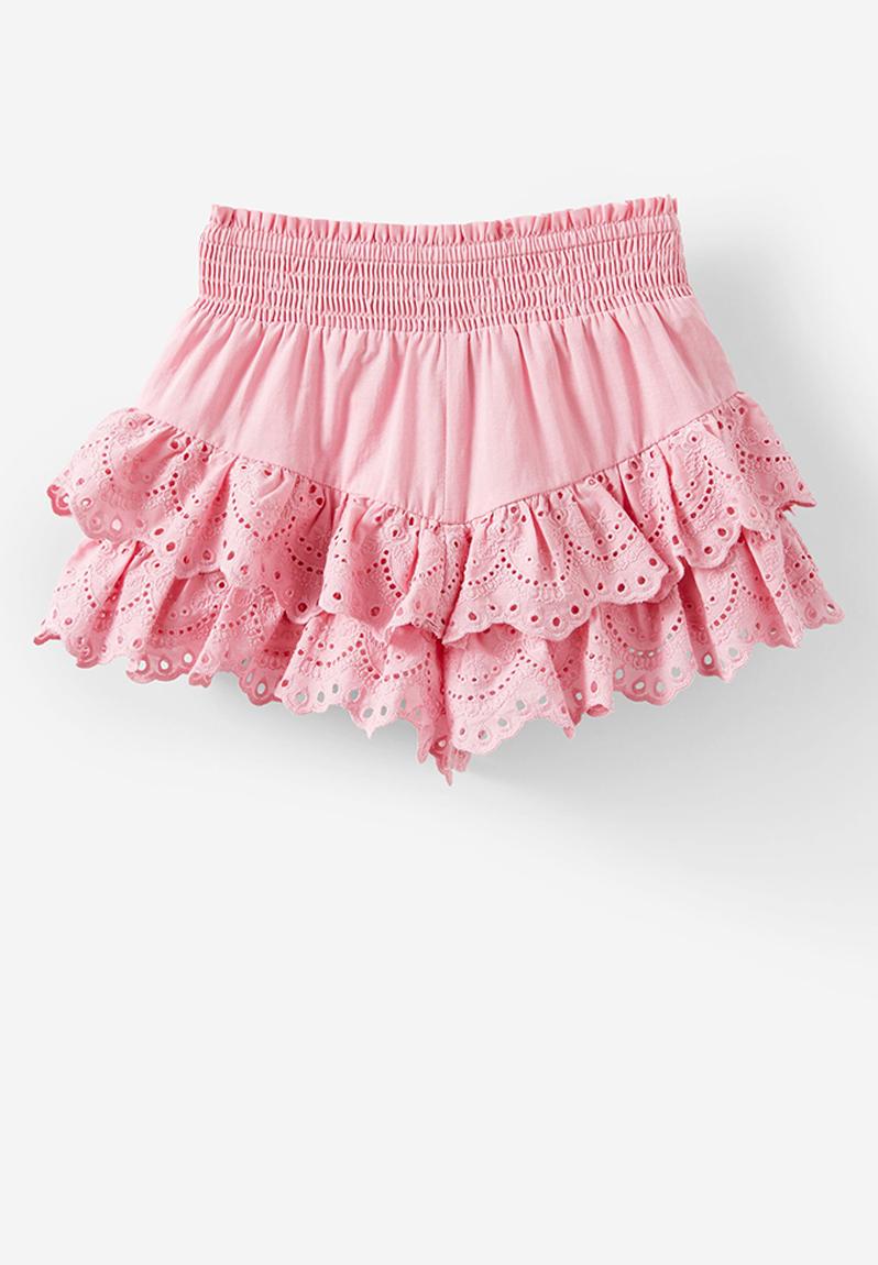 Belle woven frill short - marshmallow