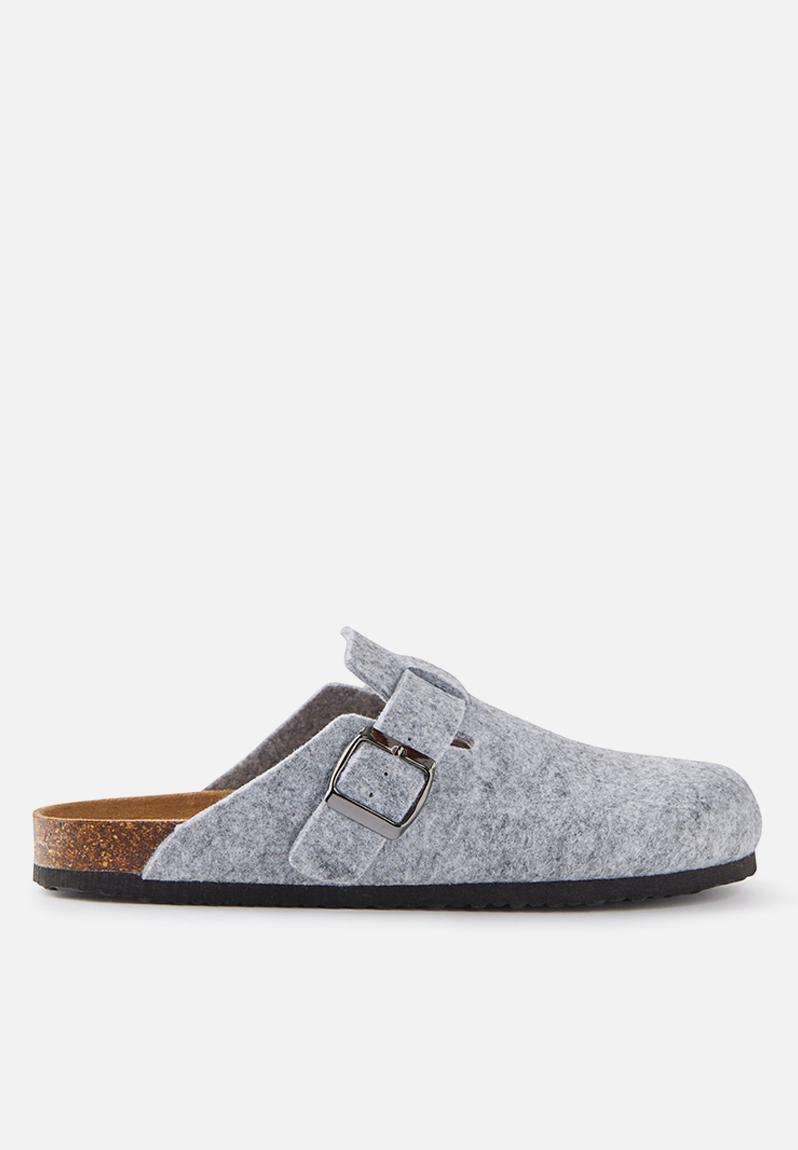 Rex buckle mule - light grey felt