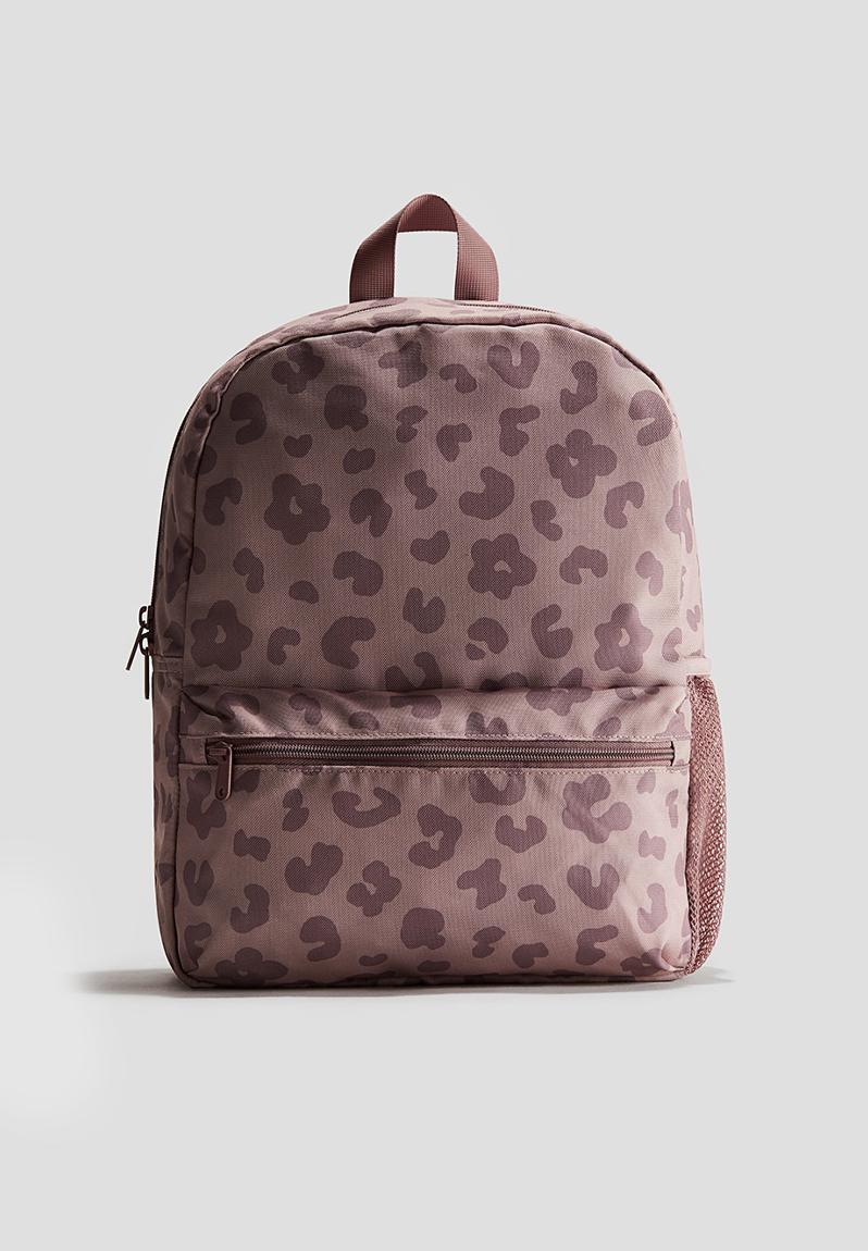 Patterned backpack - light pink leopard print - 1229118003