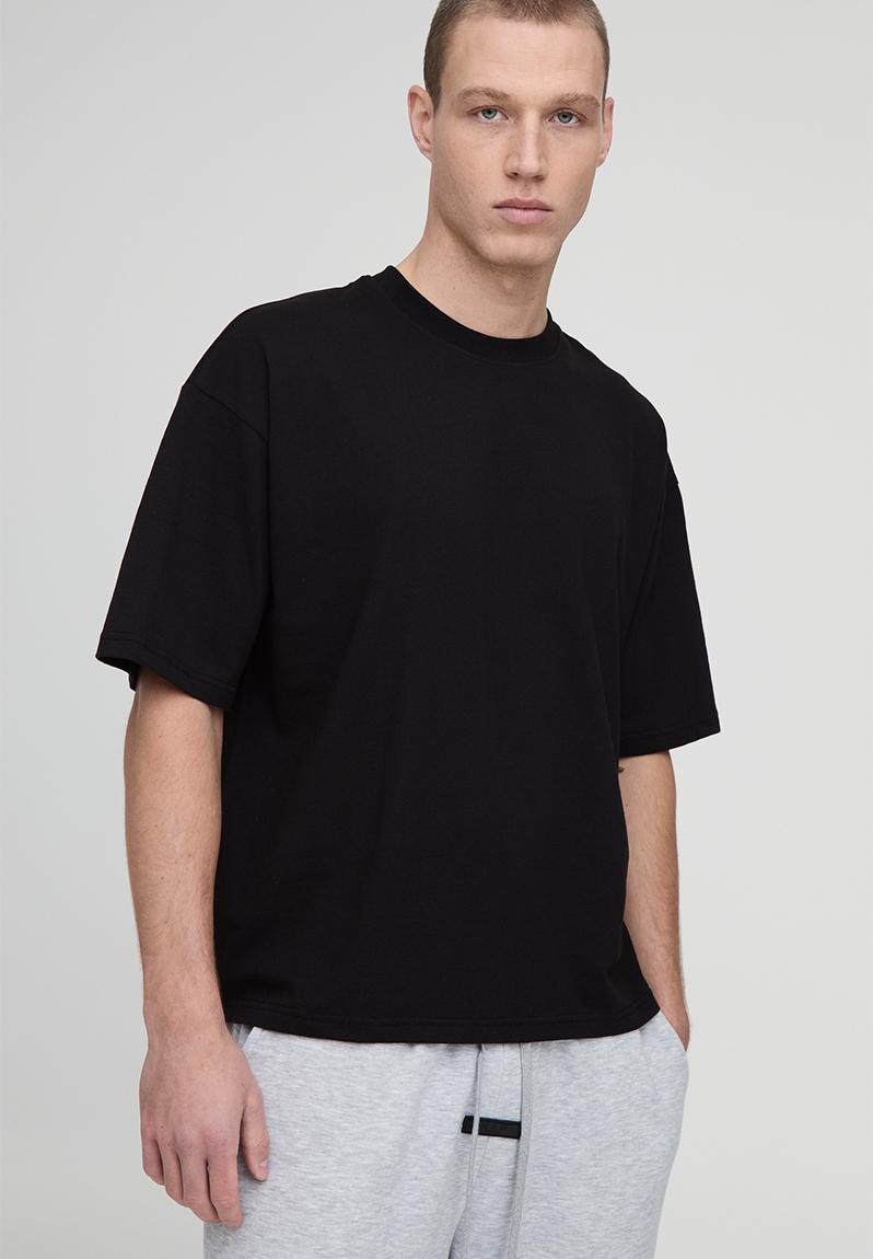 Basic Oversized Boxy Crew Neck T-shirt - Black