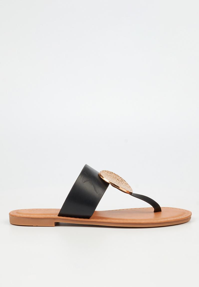 Honor 5 toe thong coin sandal - black